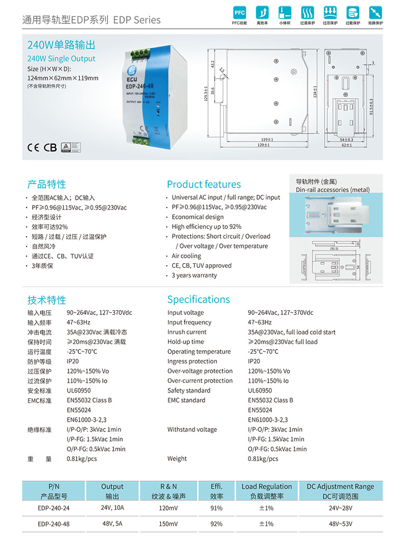 EDP-240-48_EDP系列_开关电源_KOYO光洋电子商城